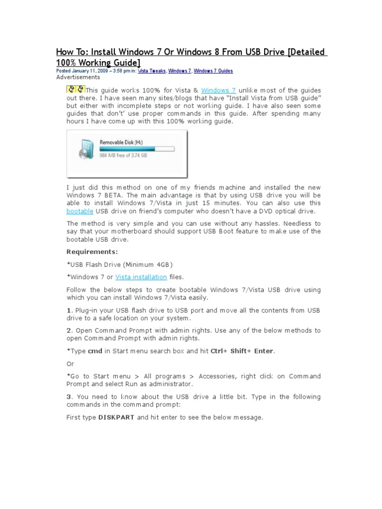 How To Create A Bootable USB Drive To Install Windows 7 Or Windows 8 ...