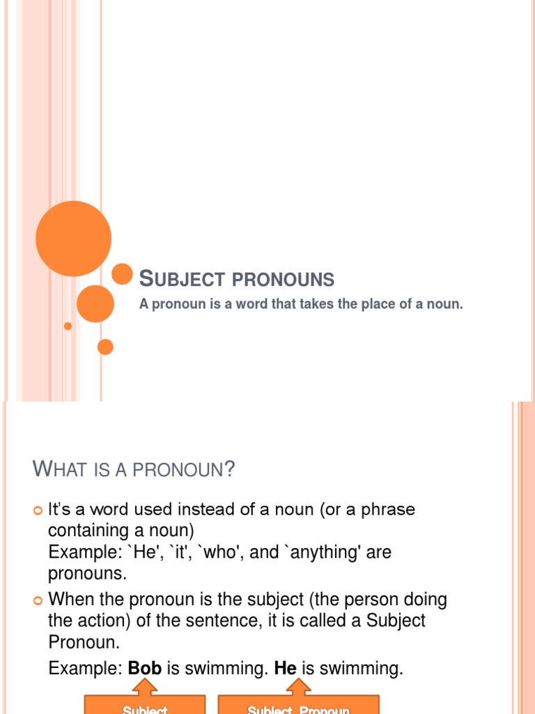 Subject Pronouns PowerPoint Notes | PDF | Grammatical Gender ...