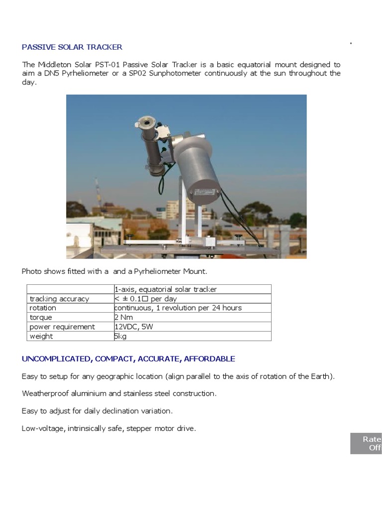 Passive Solar Tracker: Uncomplicated, Compact, Accurate, Affordable ...