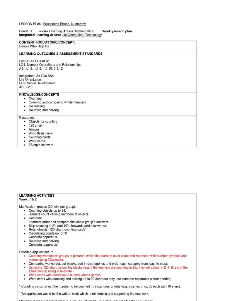 Grade 1 3 Maths Lesson | PDF | Shape | Lesson Plan