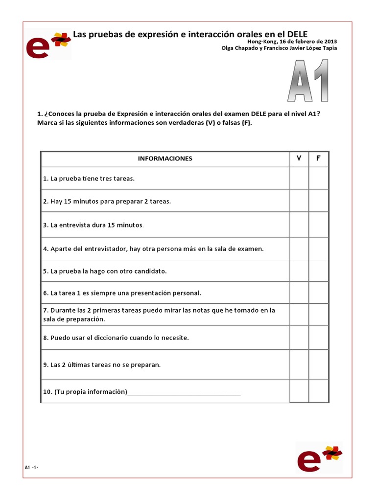 Actividades DELE A1 | PDF | Idiomas | Ocio