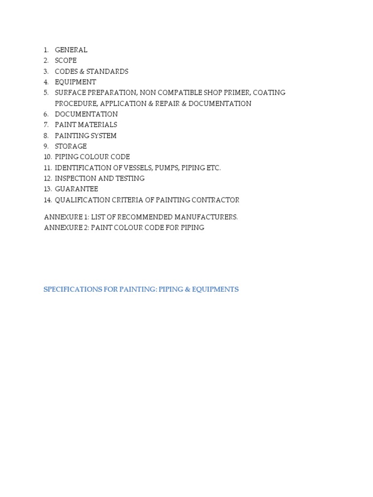 Specification For Painting-Piping & Equipment | PDF | Paint | Epoxy