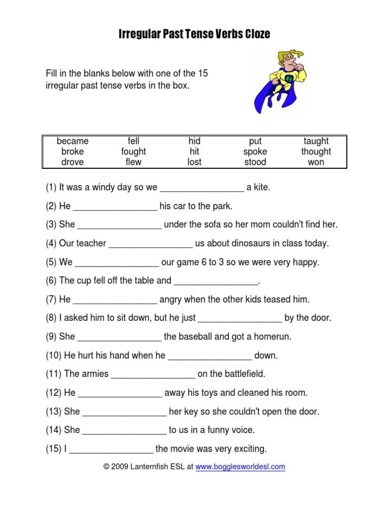 Worksheet Irregular Past Tense Verbs | PDF