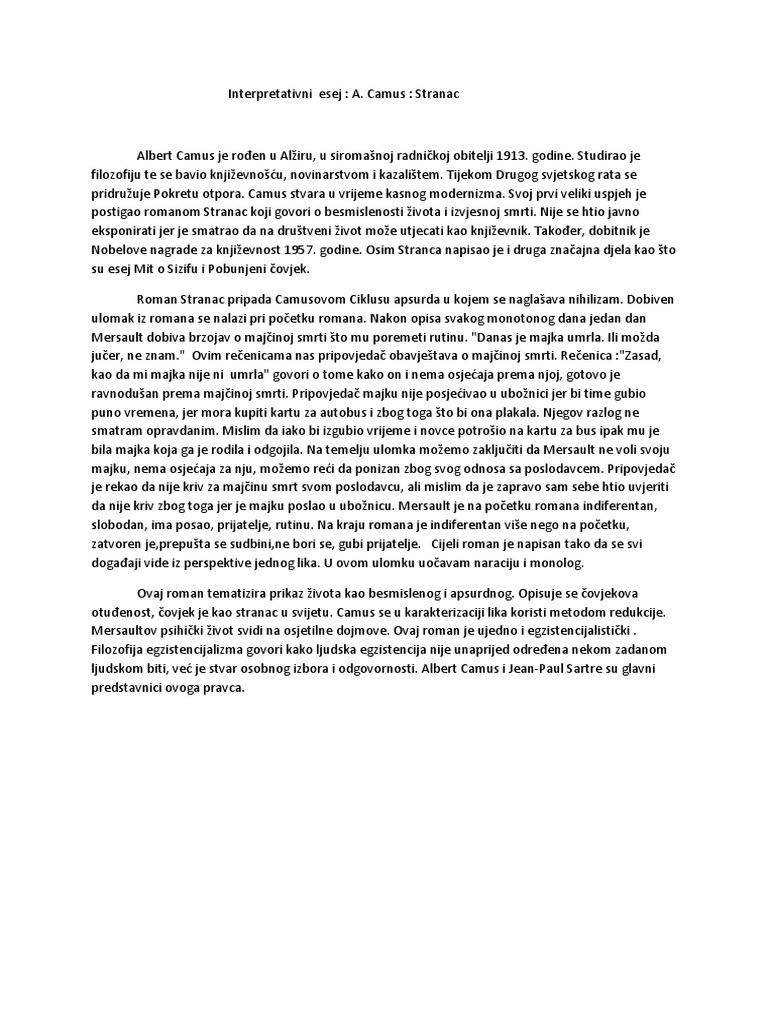 Interpretativni Esej | PDF