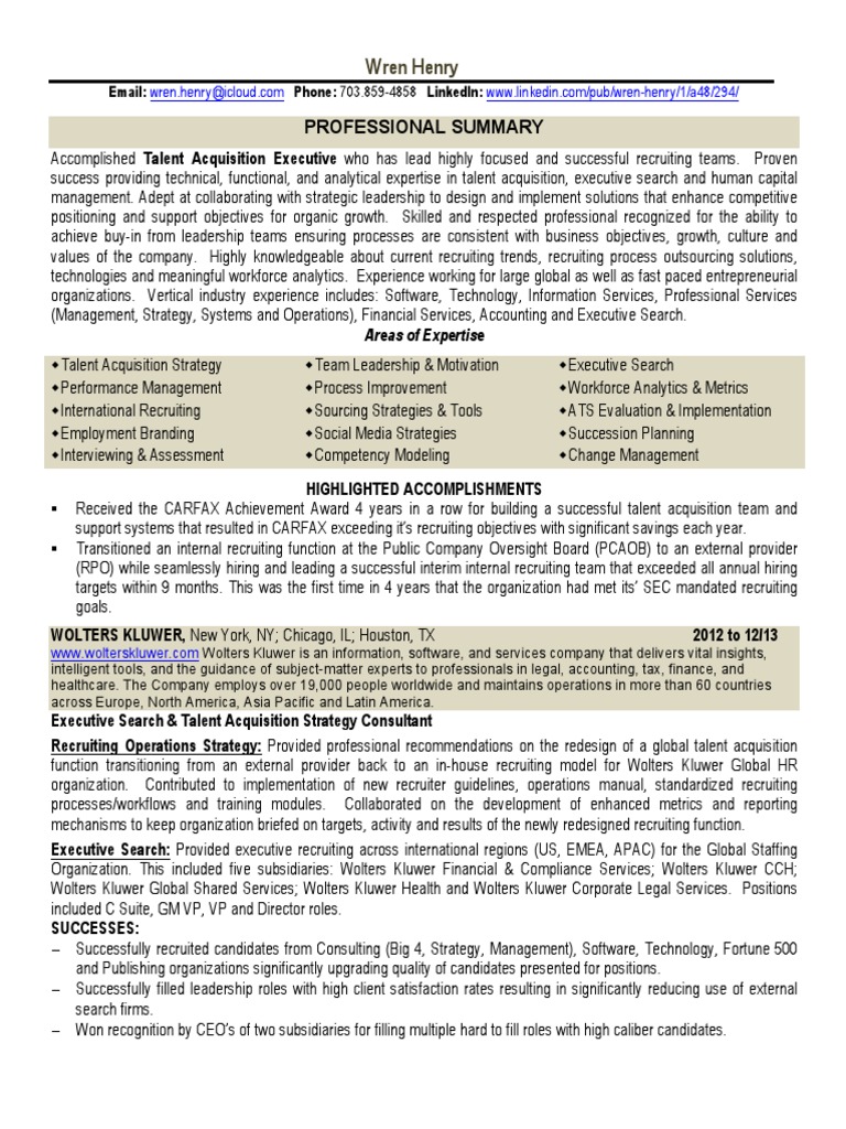 Resume - Director Recruiting - Talent Acquisition | Recruitment ...