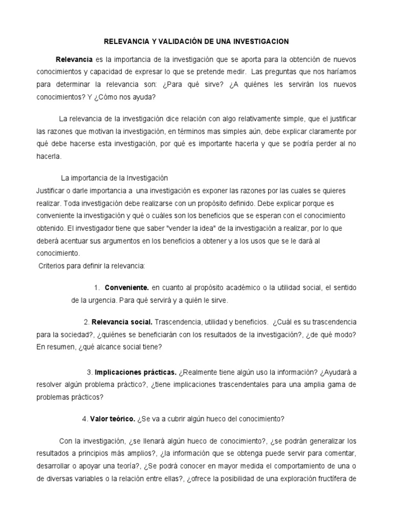 Definicion de Relevancia en Una Tesis | Hipótesis | Empirismo