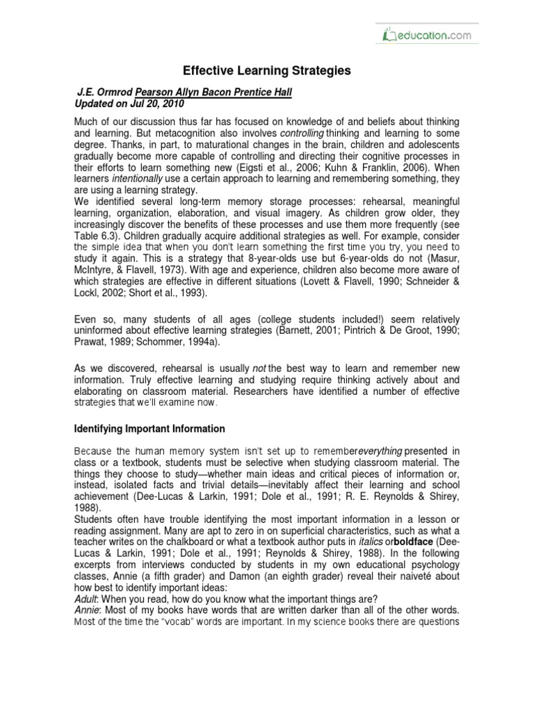Learning Strategies for Educators | PDF | Attention | Learning