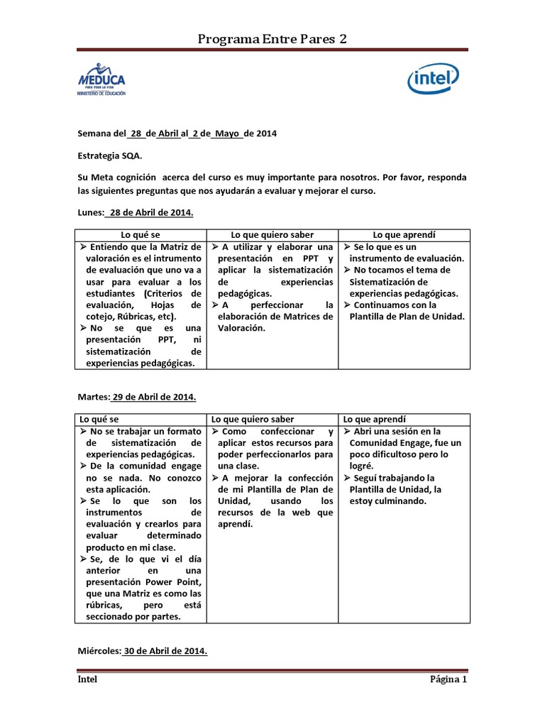 Cierre de Sesion Sqa | PDF | Matriz (Matemáticas) | Aprendizaje