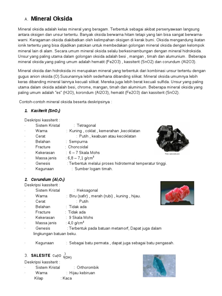 Mineral Oksida N Halida | PDF | Sains & Matematika