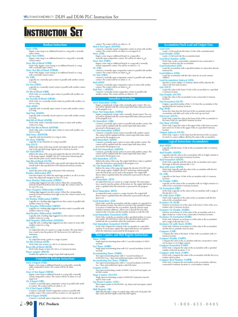 An Instruction Manual for DL05 and DL06 PLC Instruction Sets | PDF | Trigonometric Functions ...