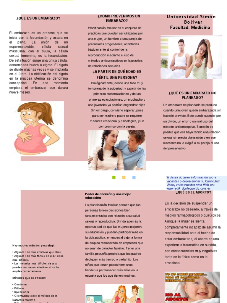 Folleto Embarazo No Deseado | PDF | El embarazo | Control de la natalidad
