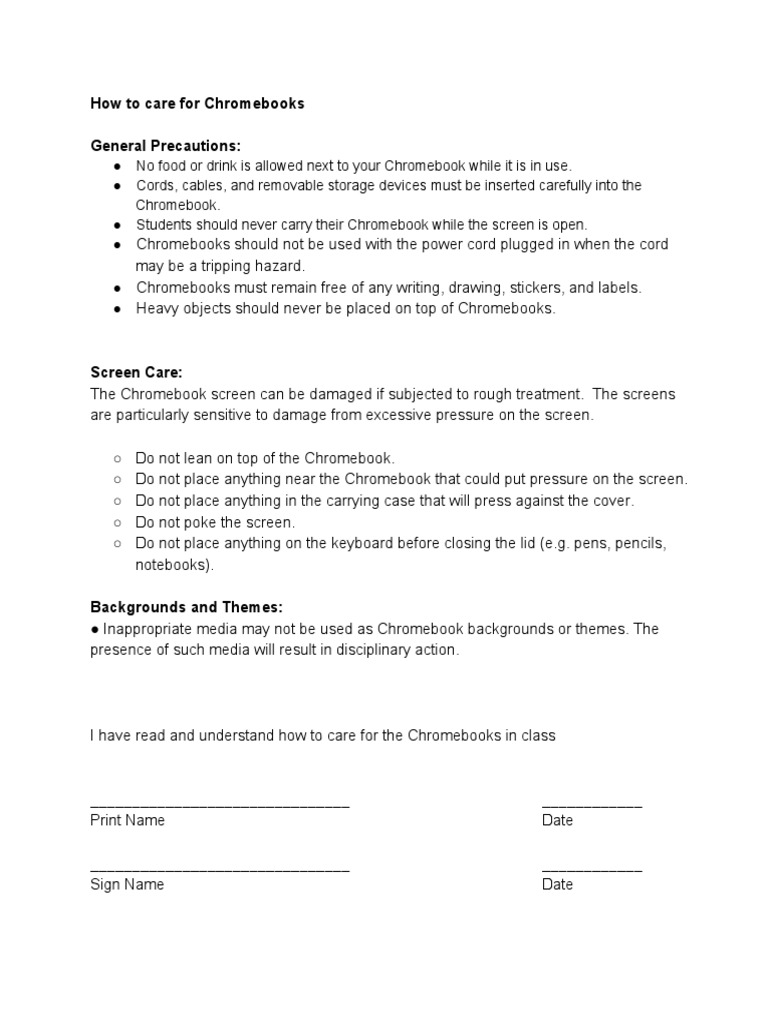 Chromebook Care Guidelines | PDF