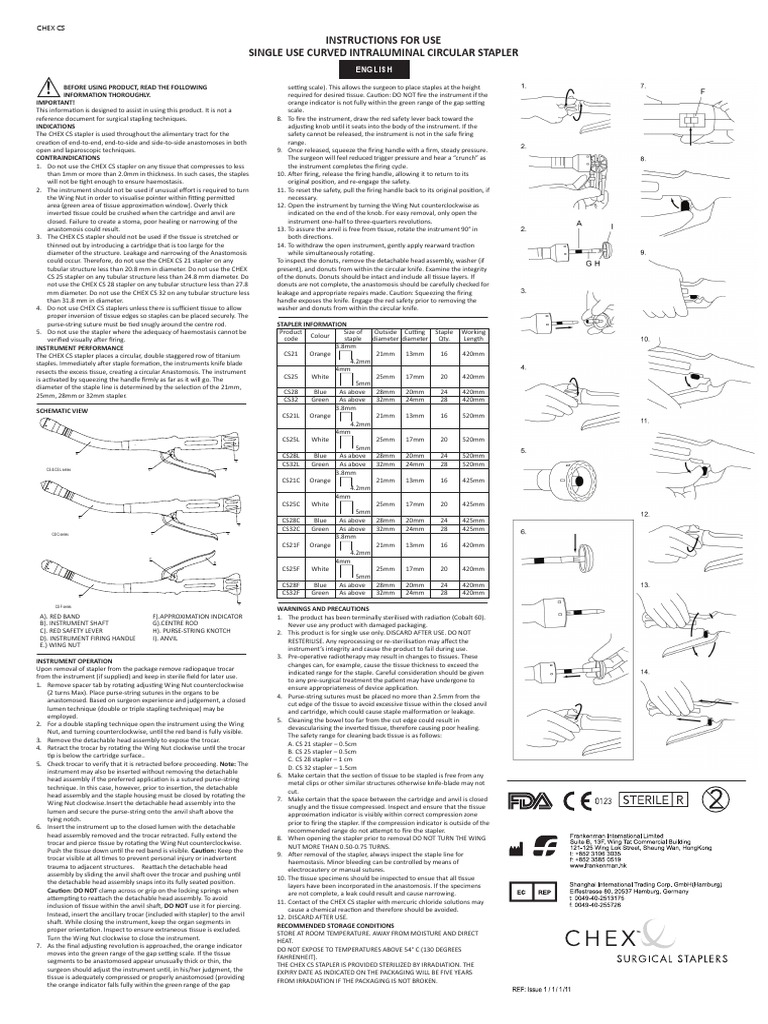 IFU Single Use Curved Intraluminal Circular Stapler | PDF | Nature