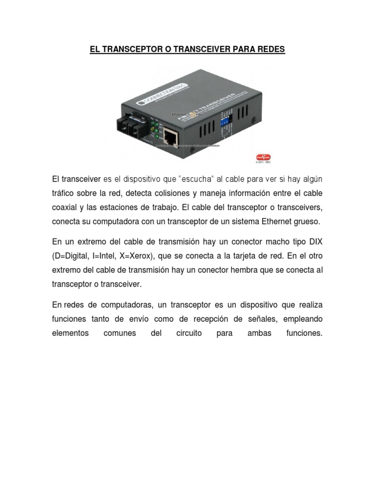 El Transceptor o Transceiver para Redes | PDF