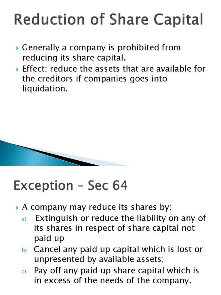 Company Share Capital Reduction Rules | PDF | Dividend | Corporations