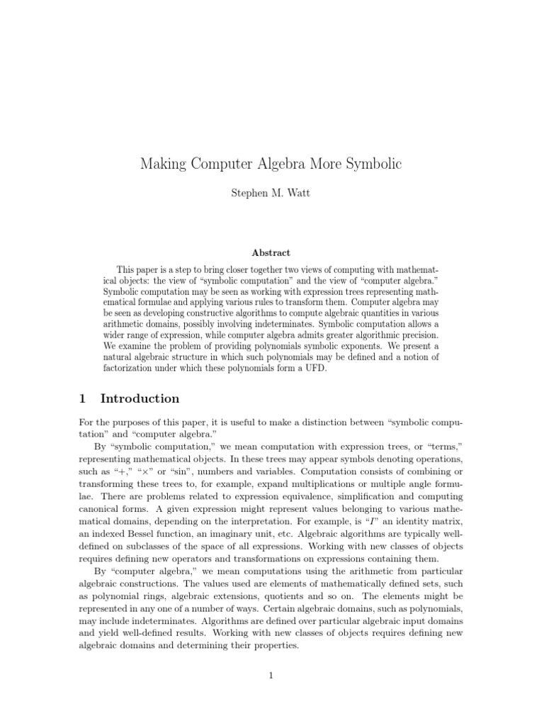Making Computer Algebra More Symbolic | PDF | Polynomial | Algebra
