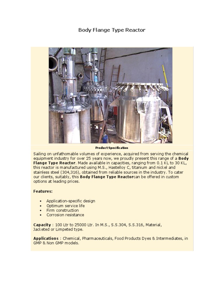 Body Flange Type Reactor: Flange Type Reactor. Made Available in ...