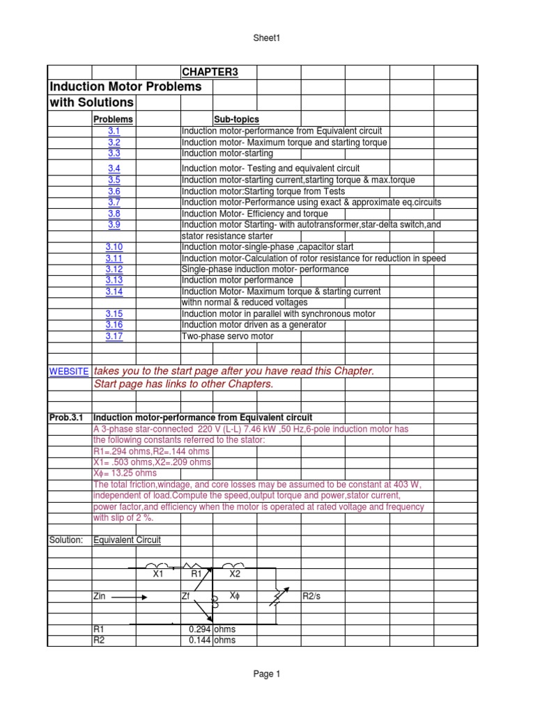 Induction Motor Problems With Solutions | PDF | Electrical Equipment | Electric Power