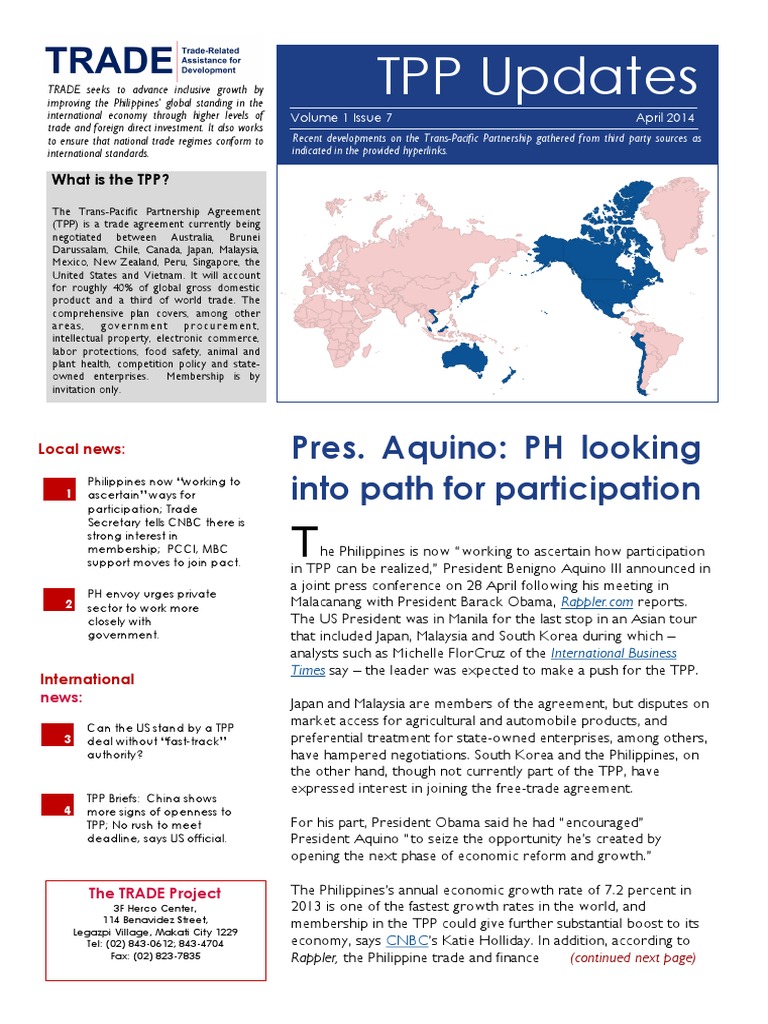 Philippines Pursues TPP Membership | PDF | Trans Pacific Partnership ...
