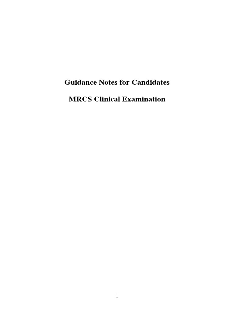 Guidance Notes For Candidates MRCS Clinical Examination | PDF ...