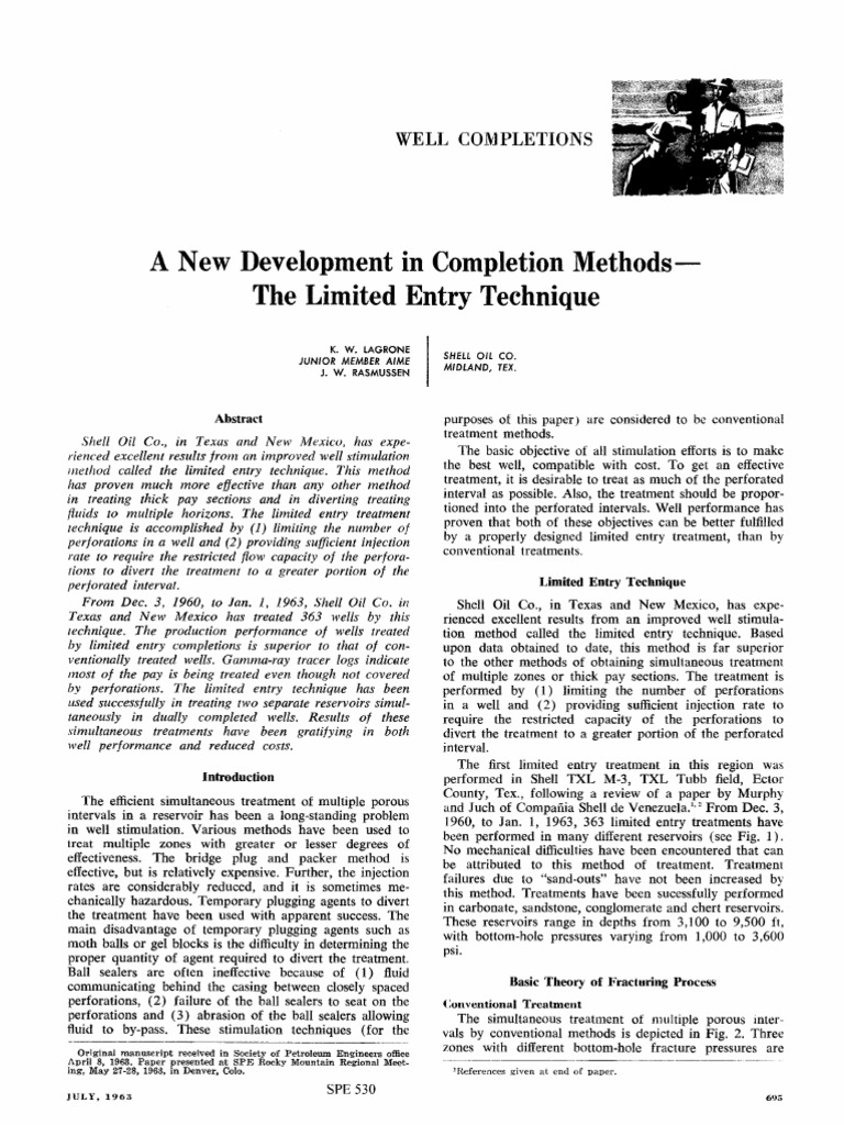 A New Development in Completion Methods - The Limited Entry Technique ...