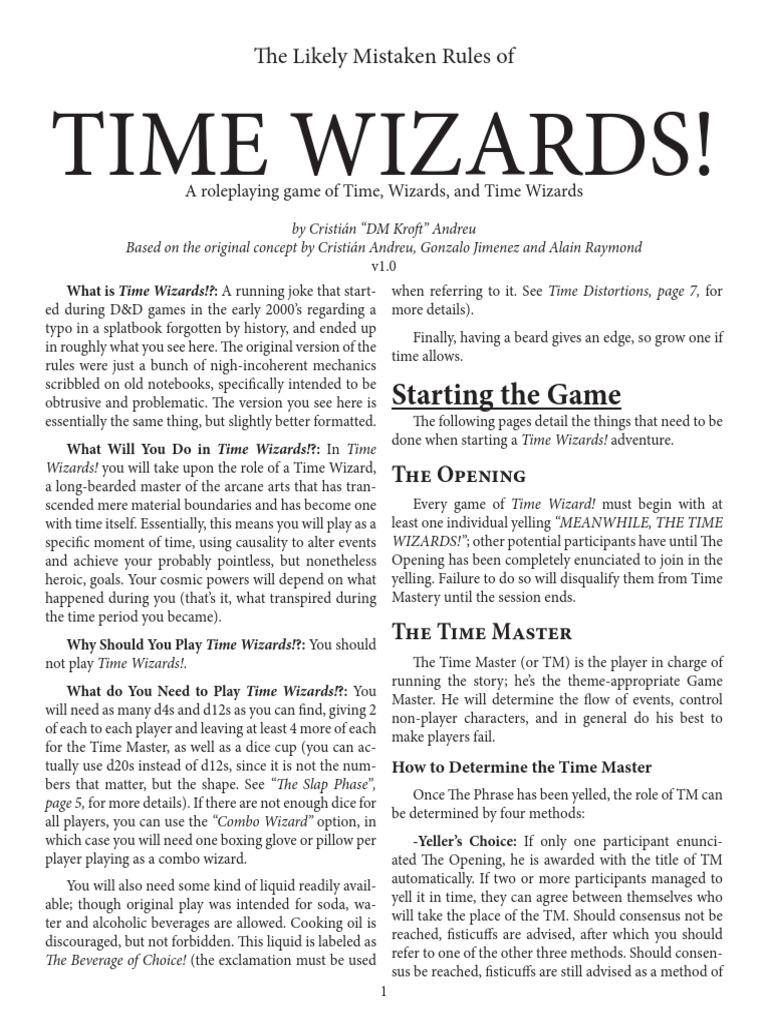 Time Wizards! Game Rules Explained | PDF | Time | Nature