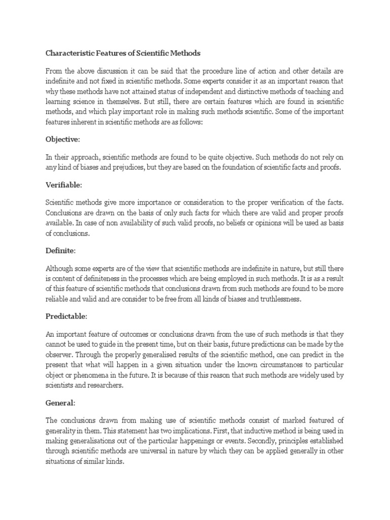 Characteristic Features of Scientific Methods | Scientific Method | Science