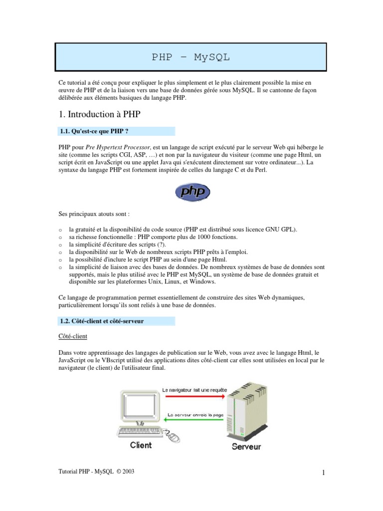 Cours PHP MySQL | PDF | PHP | Structure de contrôle