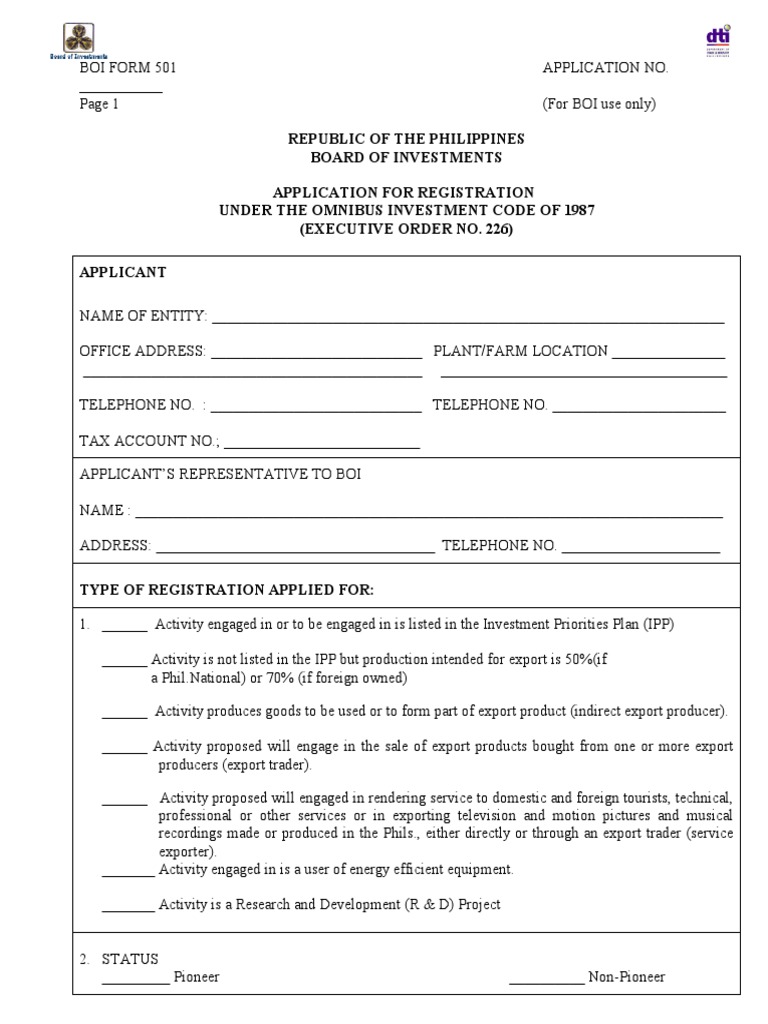 BOI Application Form | PDF | Expense | Equity (Finance)