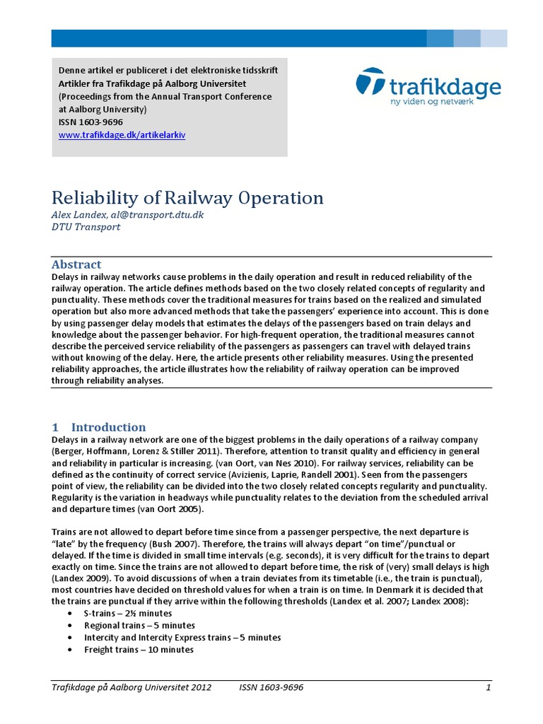 Railway Reliability Insights | PDF