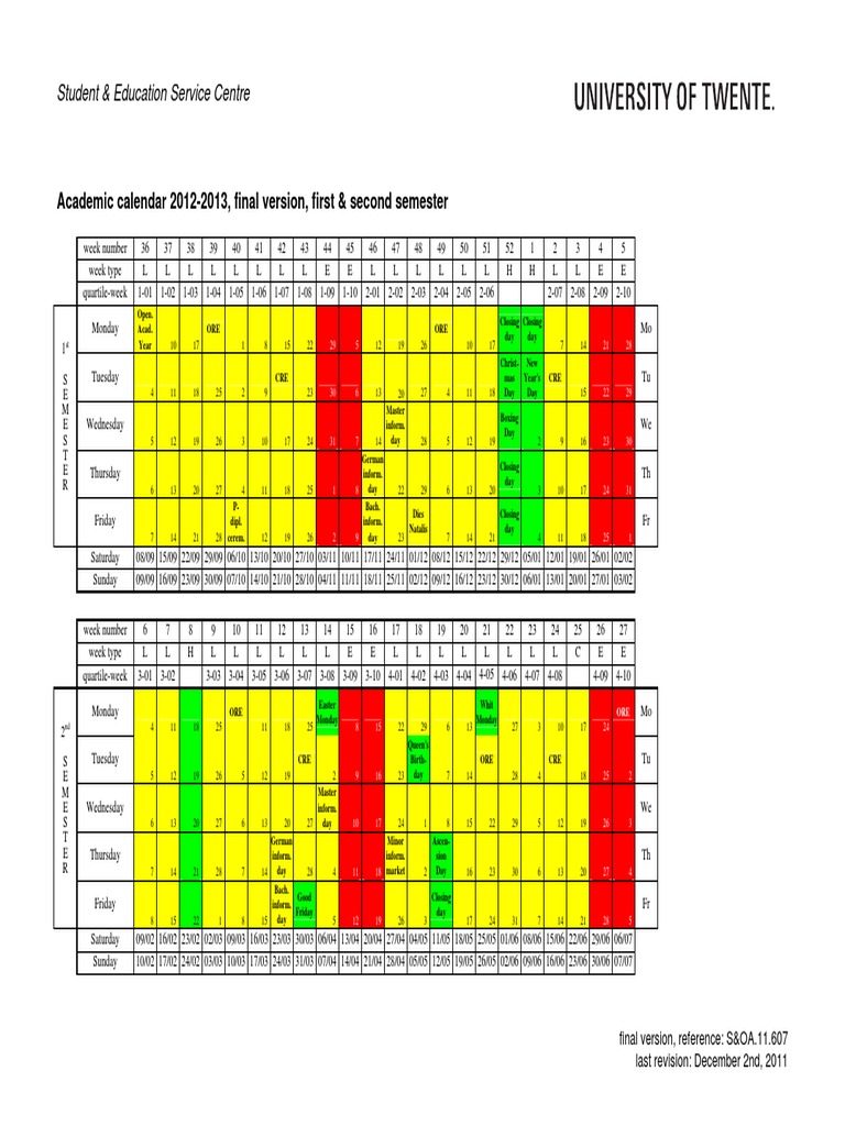 Academic Calendar 2012-2013 | PDF | Academic Term | Christian Festivals ...