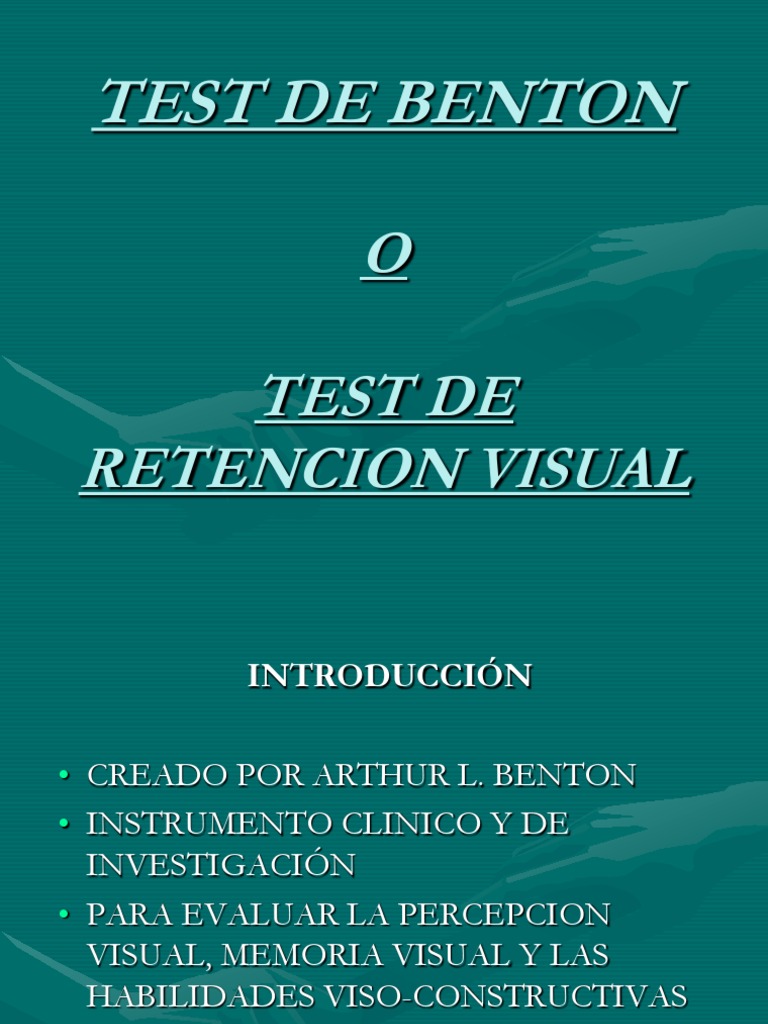 Test Benton: Evaluación Visual y Cognitiva | PDF | Ciencia cognitiva ...