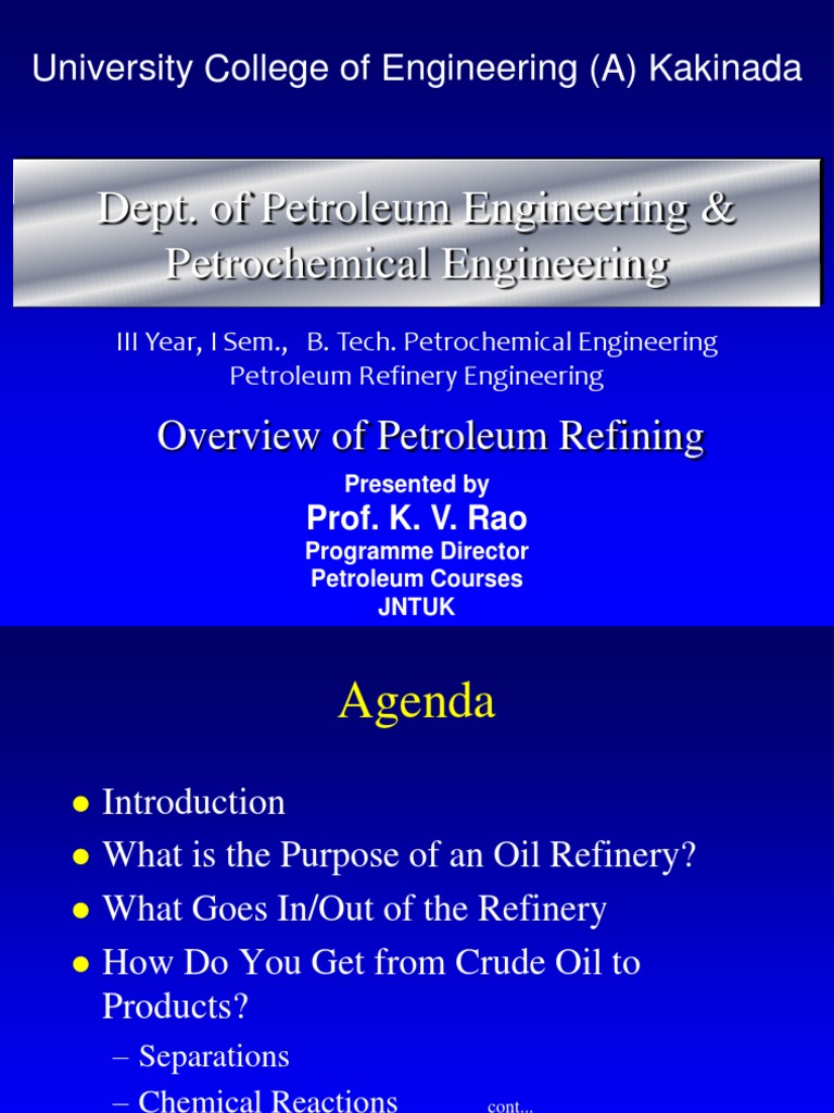 Overview of Petroleum Refining I | PDF | Oil Refinery | Gasoline