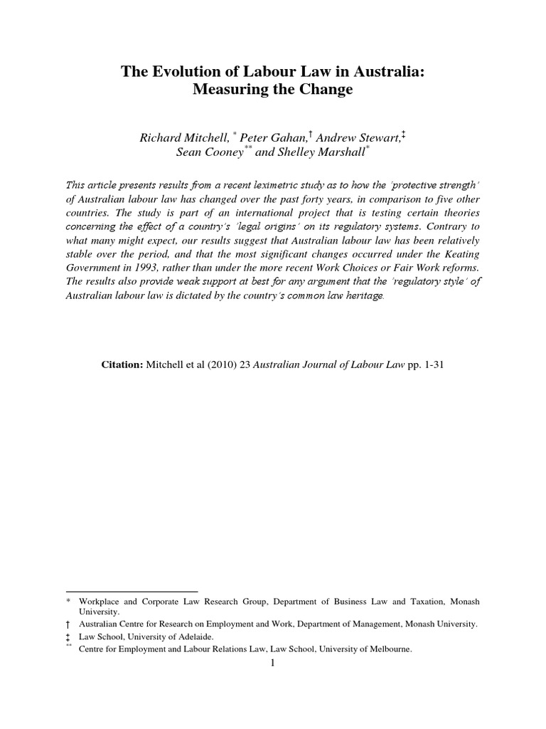 Evolution of Labor Law of Australia | PDF | Labour Law | Employment