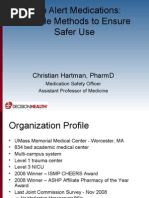 High-Alert Medication Checklist Guide | PDF | Patient | Risk