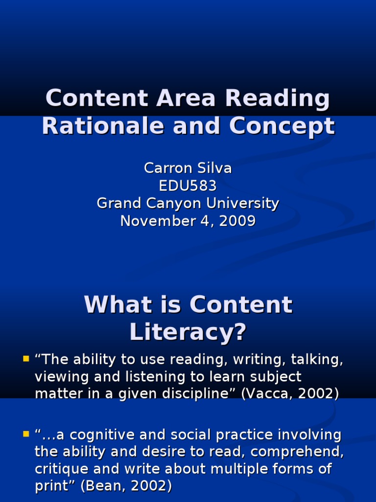 Content Area Reading | PDF | Reading Comprehension | Reading (Process)