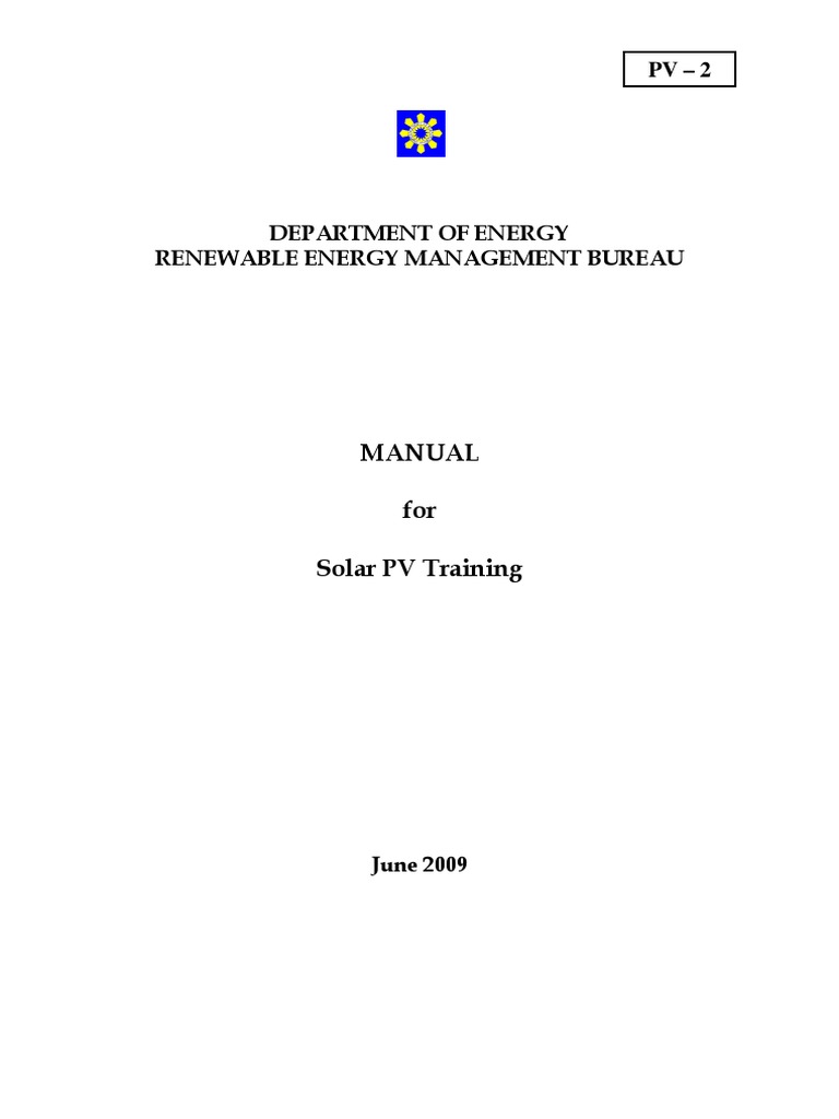 DOE Solar PV Training Manual | PDF | Photovoltaic System | Kilowatt Hour