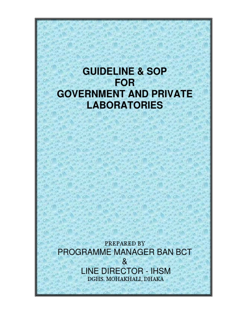 Guideline N SOP For Government and Private Laboratories | PDF | Medical ...