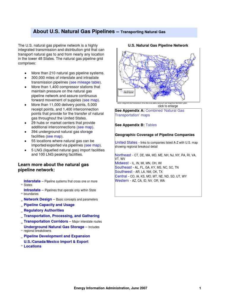 About U.S. Natural Gas Pipelines | PDF | Natural Gas | Pipeline Transport