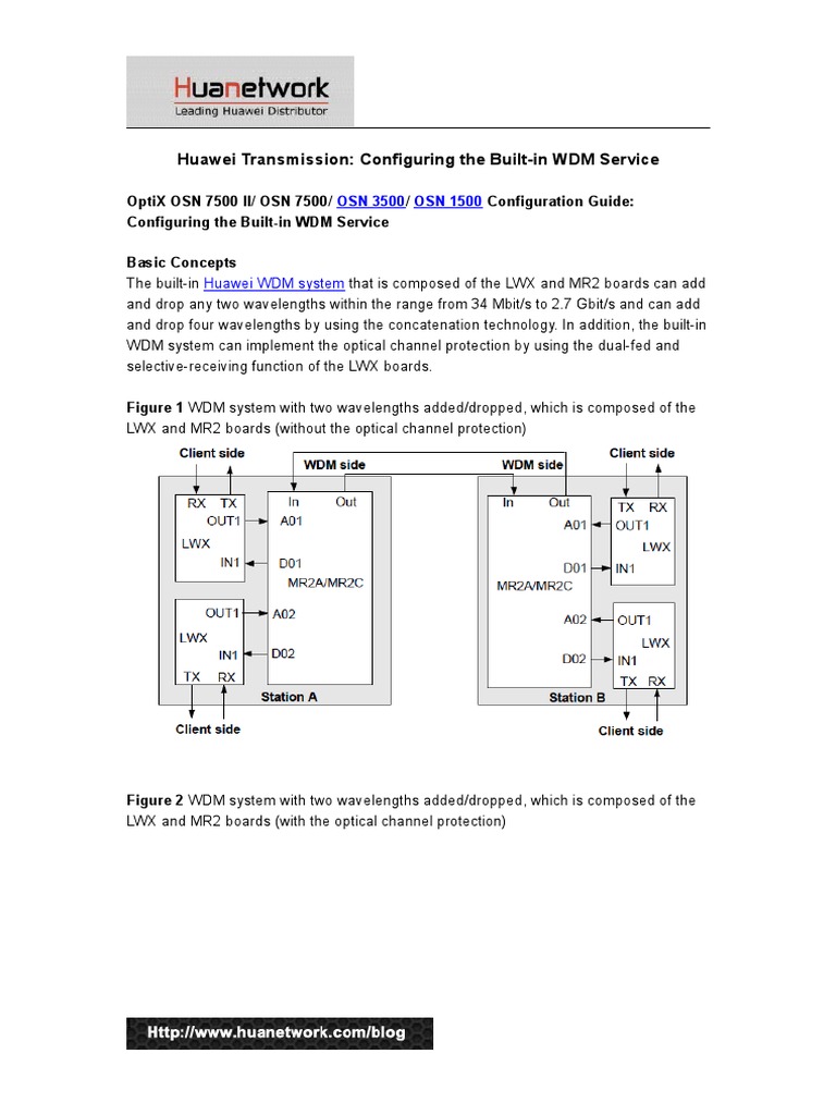 Huawei Transmission Configuring The Built-In WDM Service | PDF ...