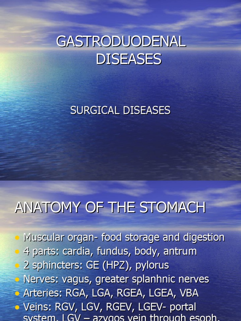 Gastroduodenal Disease Overview | PDF | Stomach | Digestive System