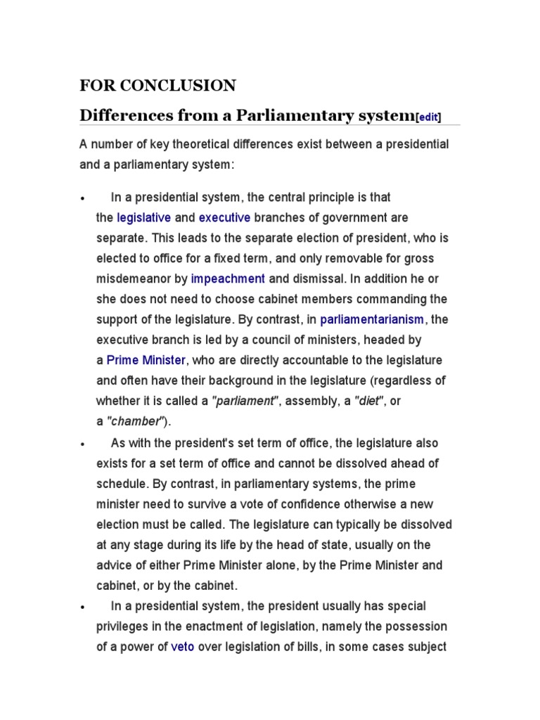 For Conclusion History | PDF | Parliamentary System | World Politics