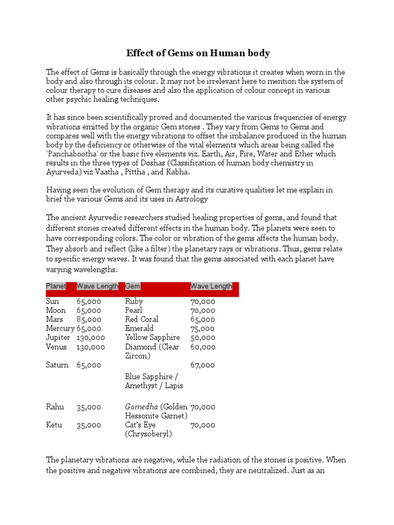 Gems - Effect On Body | PDF | Gemstone | Color