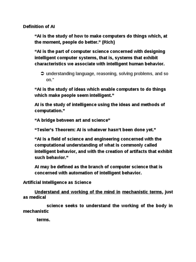 AI Notes | PDF | Artificial Intelligence | Intelligence (AI) & Semantics
