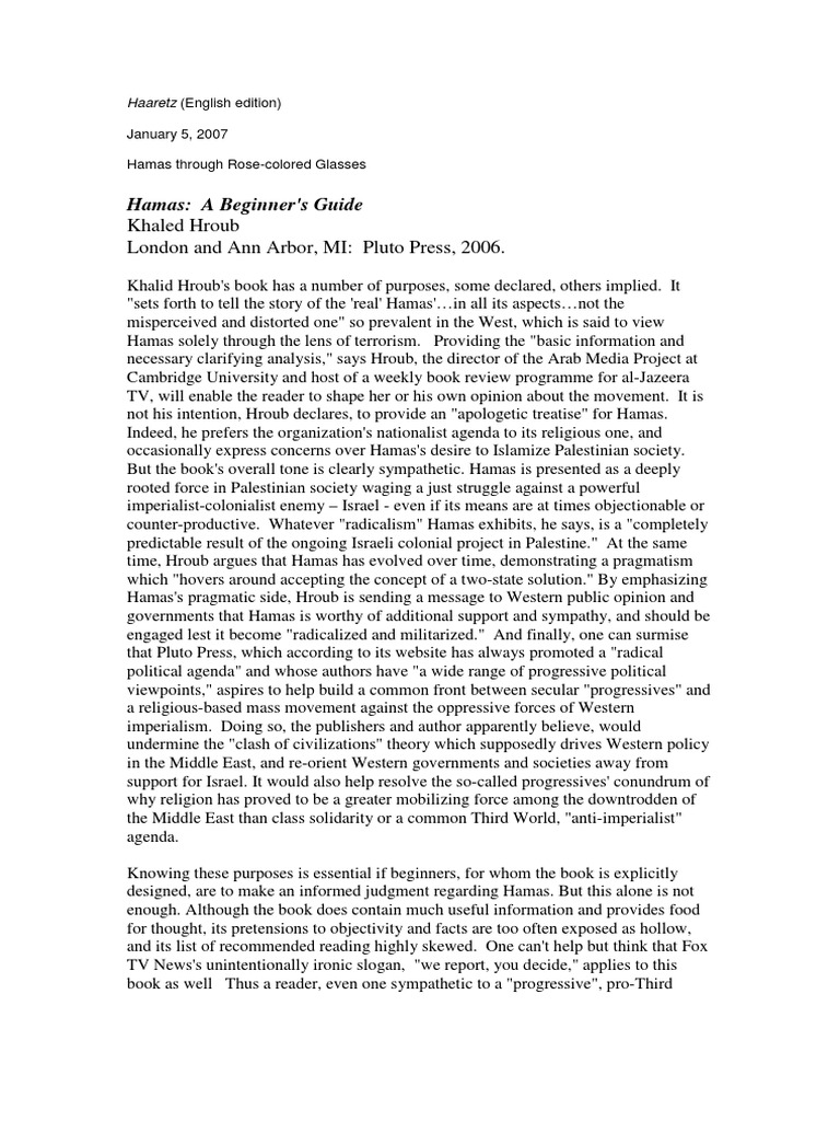 Hamas: A Beginner's Guide: Khaled Hroub London and Ann Arbor, MI: Pluto ...