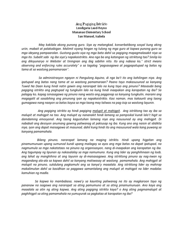 Ang Pagiging Istrikto | PDF