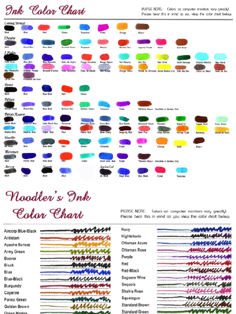 Pen Ink Color Charts | PDF