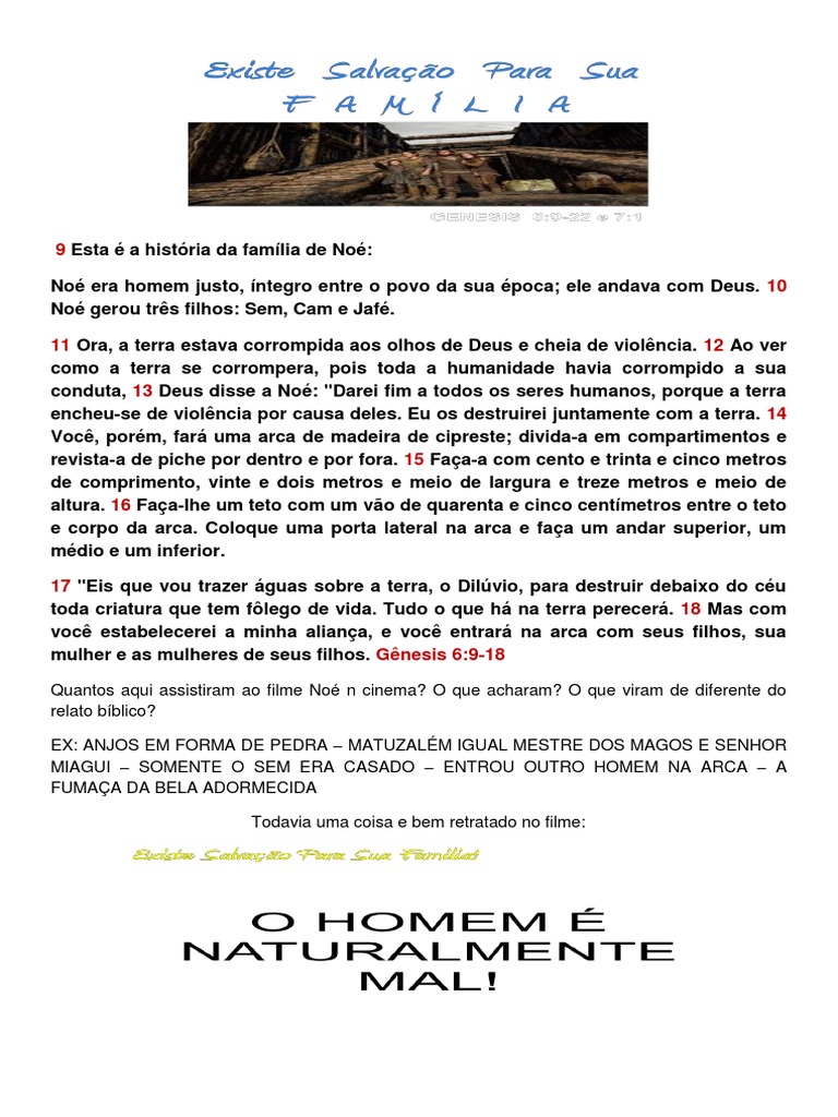 A Família de Noé Completo | PDF | Noé | Arca de Noé
