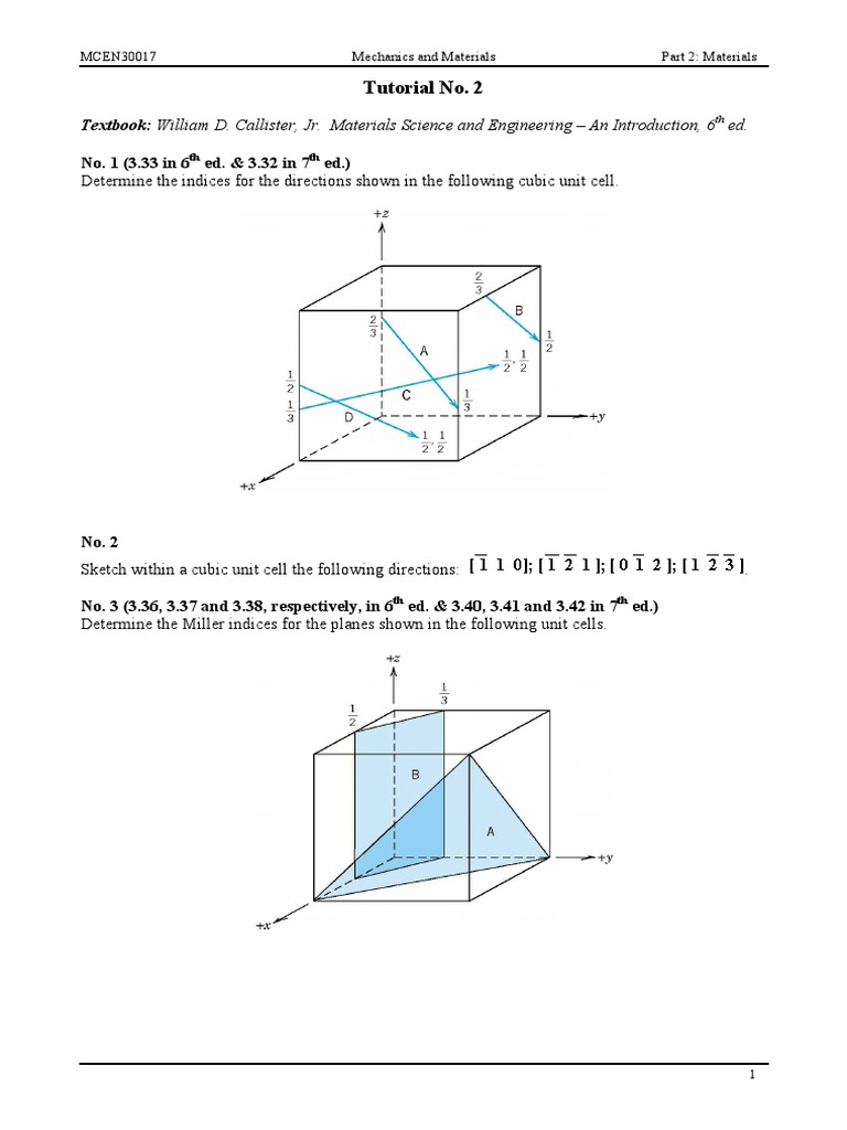 MCEN30017 Tutorial 2 | PDF | Elasticity (Physics) | Crystal Structure