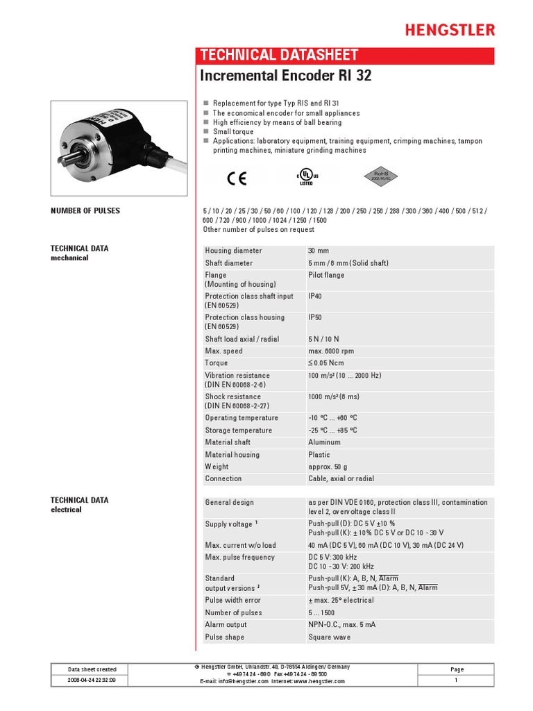 Encoder 2 - Datasheet - RI32 - en | PDF | Cable | Manufactured Goods